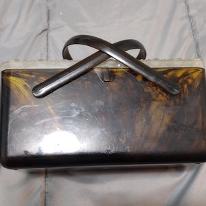 Vintage Lucite Purse Tortoise Color & Clear Top Rectangular Shaped ...