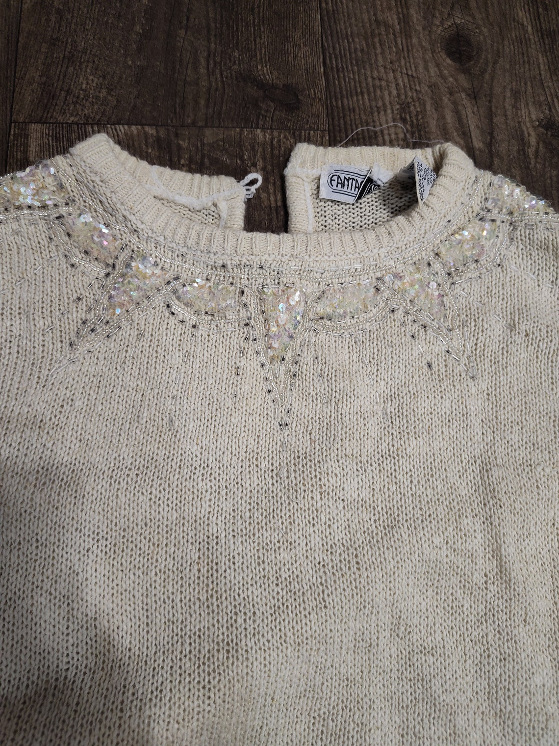 Vintage Angora Sweater Sequin Star Burst Neckline Size Large - Etsy