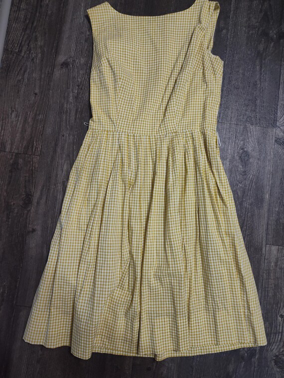 1950's Yellow Gingham Dress matching belt size small.… - Gem