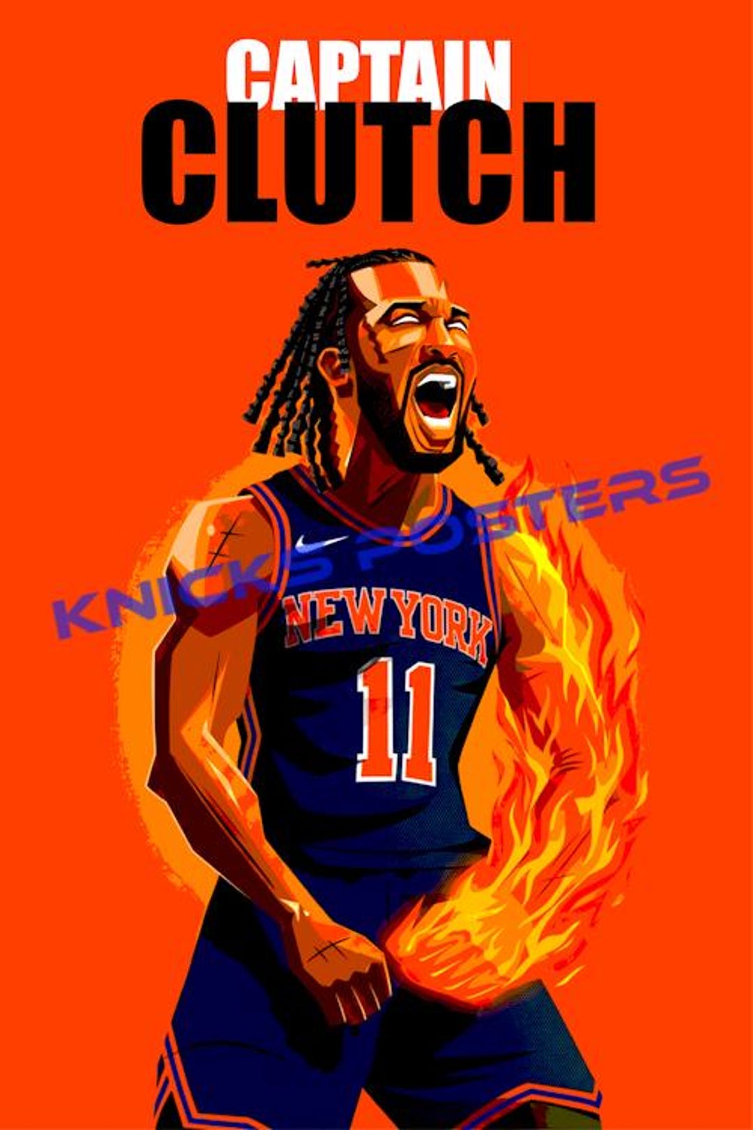 Jalen Brunson Knicks Poster | CAPTAIN CLUTCH | New York Basketball Wall ...