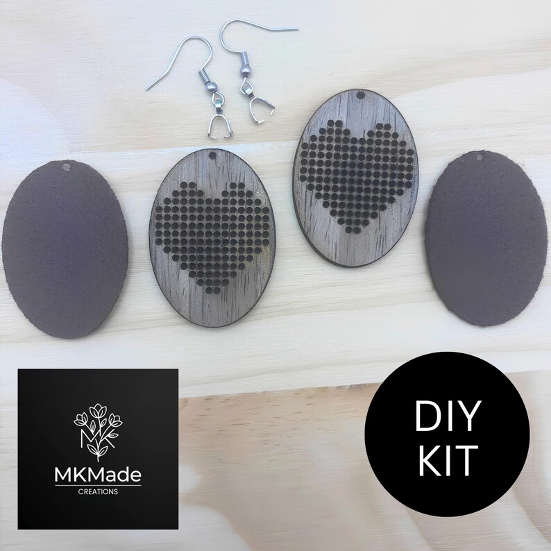 Oval Heart Cross Stitch Earrings DIY Kit - Etsy