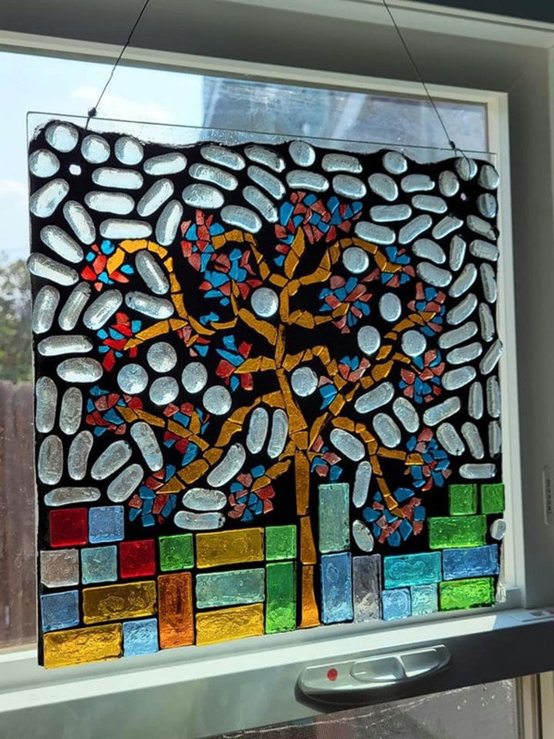 Glass Mosaic Tree of Life Nursery Hanging Window Panel | Etsy