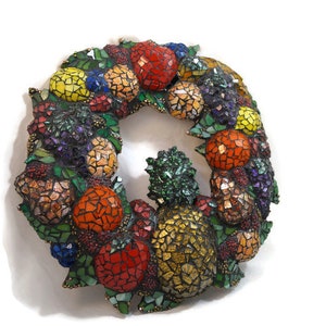 Mosaic Fruit Wreath, Stained Glass Cornucopia, Wall Decor - Etsy