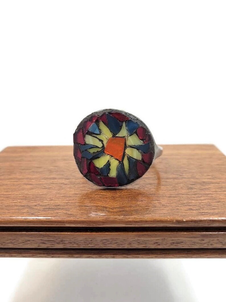 Adjustable Mosaic Stained Glass Flower Spoon Cuff Art | Etsy