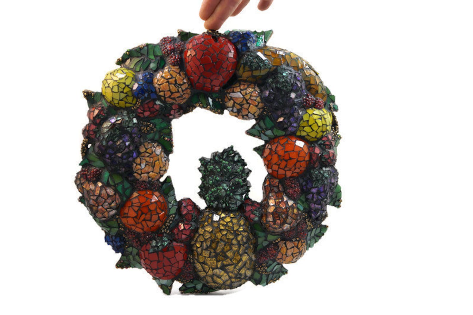 Mosaic Fruit Wreath, Stained Glass Cornucopia, Wall Decor - Etsy