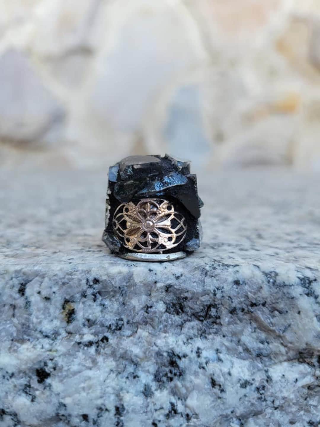 Mosaic Thimble, Multi Colored Stained Glass With Vintage Filigree ...