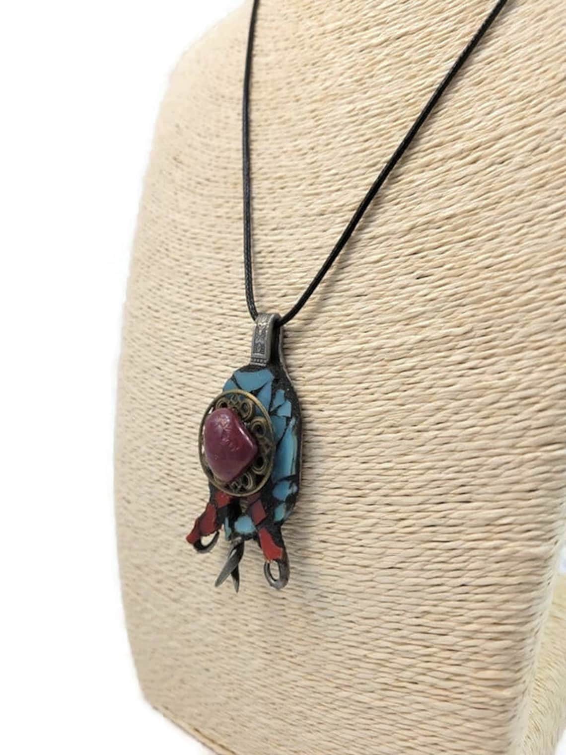 Mosaic Stained Glass Pendant Necklace Made From the Head of A - Etsy