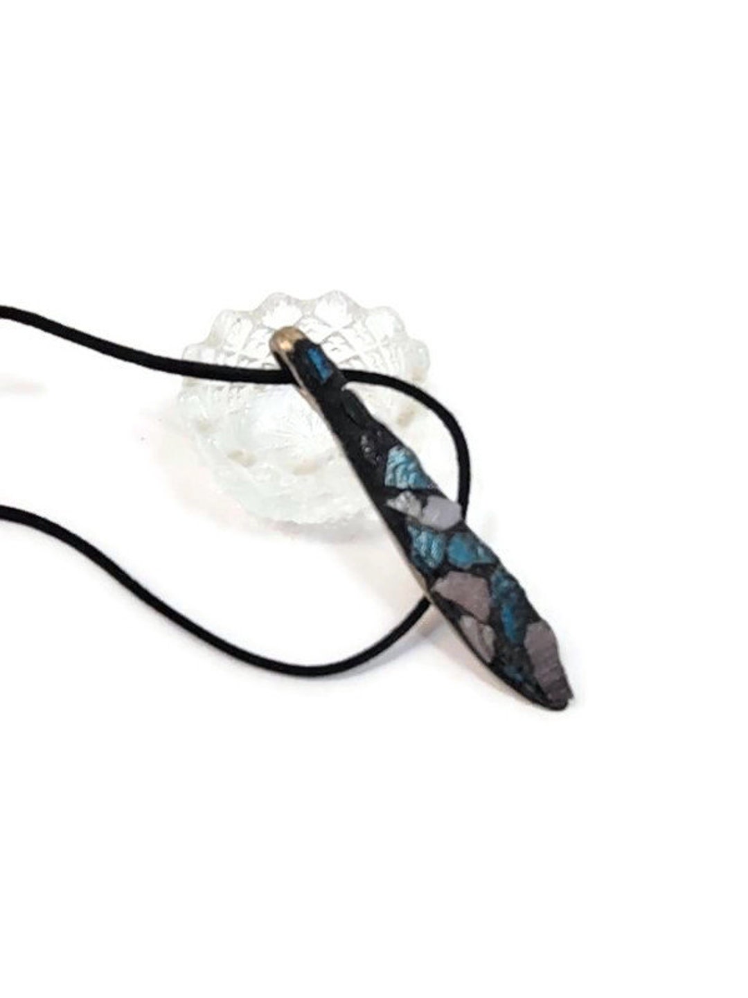 Mosaic Stained Glass Spoon Handle Pendant Necklace Art, Christmas Tree ...