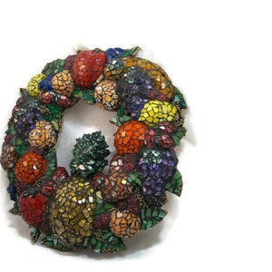 Mosaic Fruit Wreath, Stained Glass Cornucopia, Wall Decor - Etsy