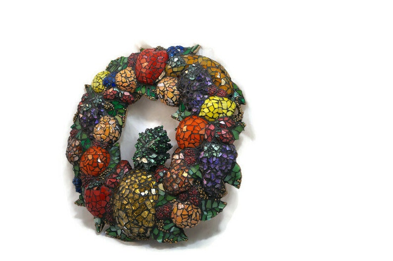 Mosaic Fruit Wreath, Stained Glass Cornucopia, Wall Decor - Etsy