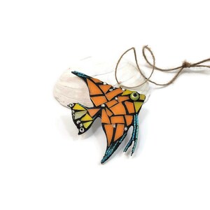 Stained Glass Angel Fish Ornament, Mosaic Tropical Decor - Etsy