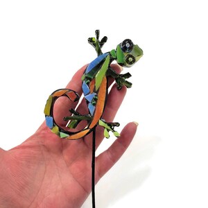 Lizard Plant Pick Stake Mosaic Reptile Gecko Potted Plant Bling Art ...
