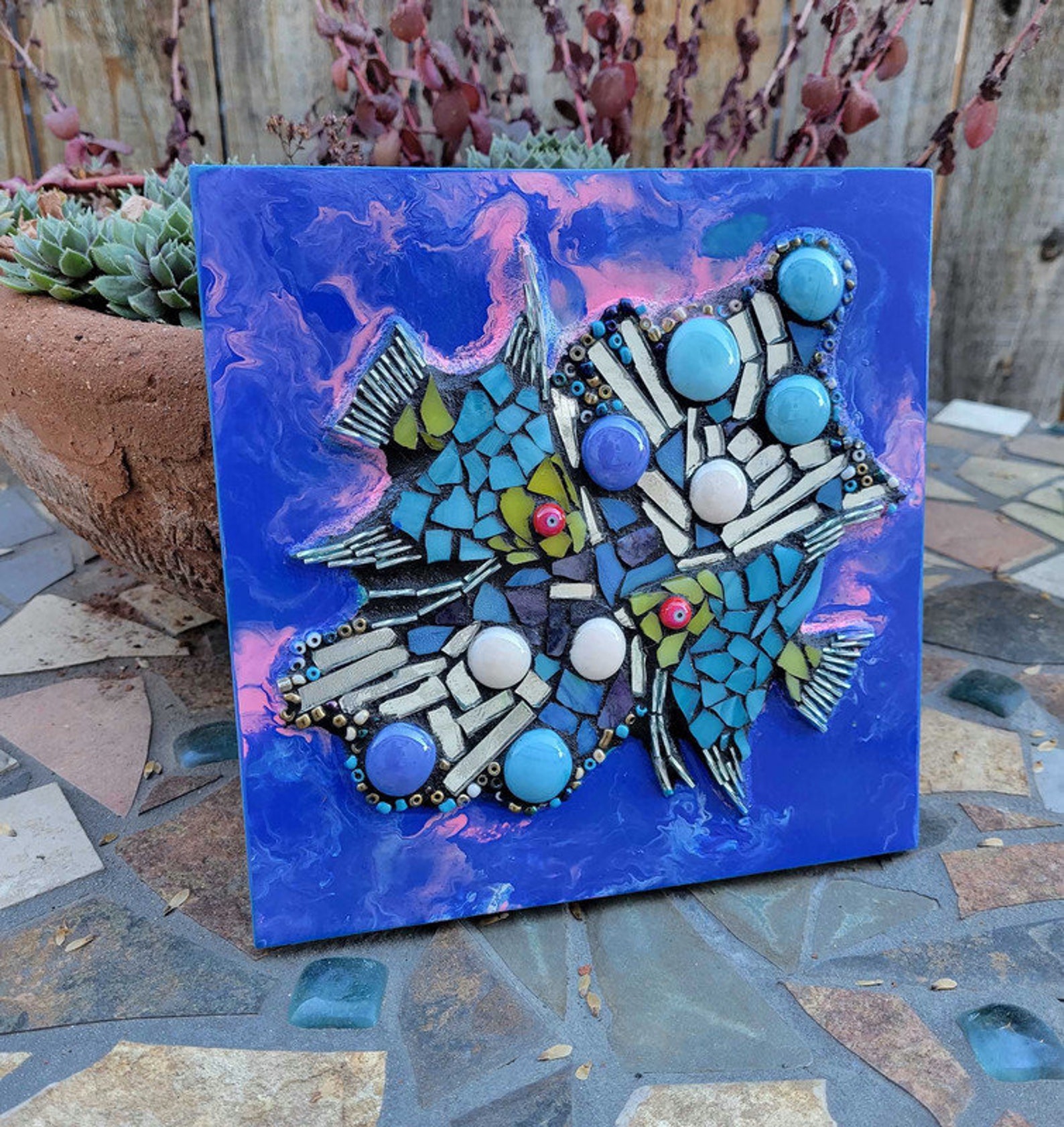 Mosaic Fish Wall Hanging Tropical Angel Fish Home Decor - Etsy