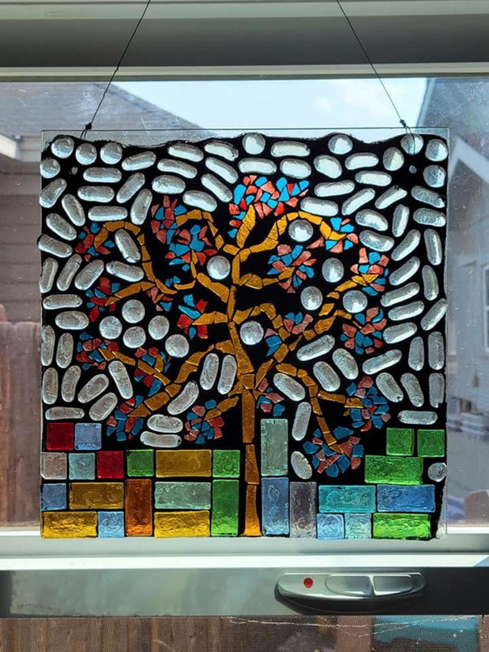 Glass Mosaic Tree of Life Nursery Hanging Window Panel | Etsy