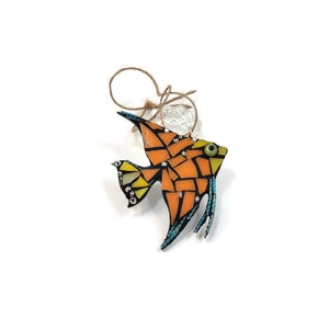 Stained Glass Angel Fish Ornament, Mosaic Tropical Decor - Etsy