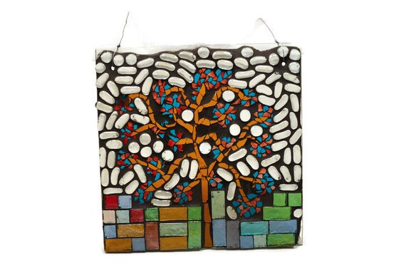 Glass Mosaic Tree of Life Nursery Hanging Window Panel - Etsy