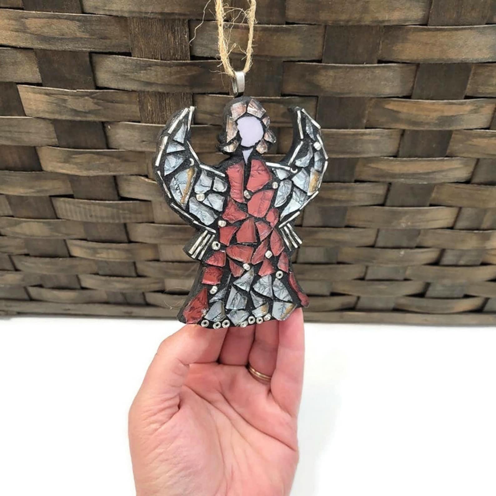 Mosaic Angel With Copper Silver Hair Stained Glass Silver - Etsy