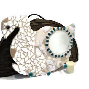 Mosaic Goose Duck Mirror, Key Holder, Vintage Tile, Home Decor, Shell ...