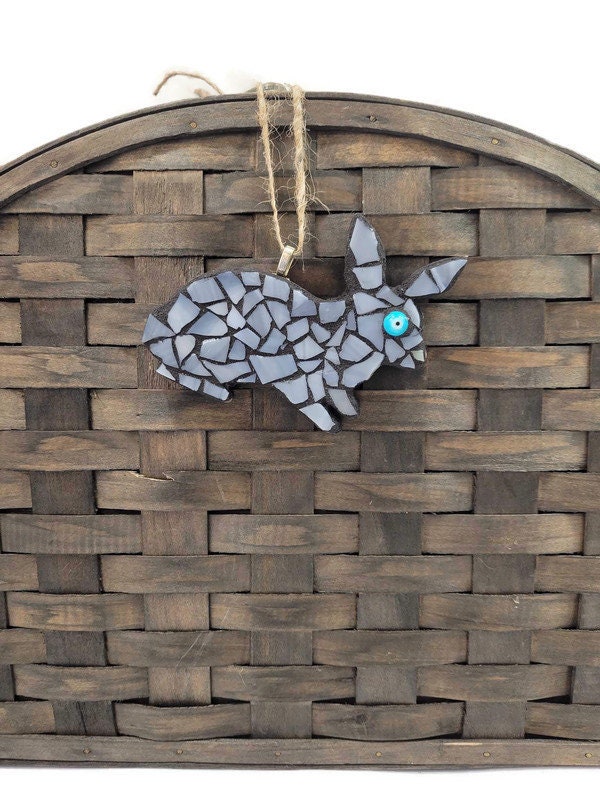 Mosaic Bunny Rabbit Ornament Gray Stained Glass Rabbit - Etsy