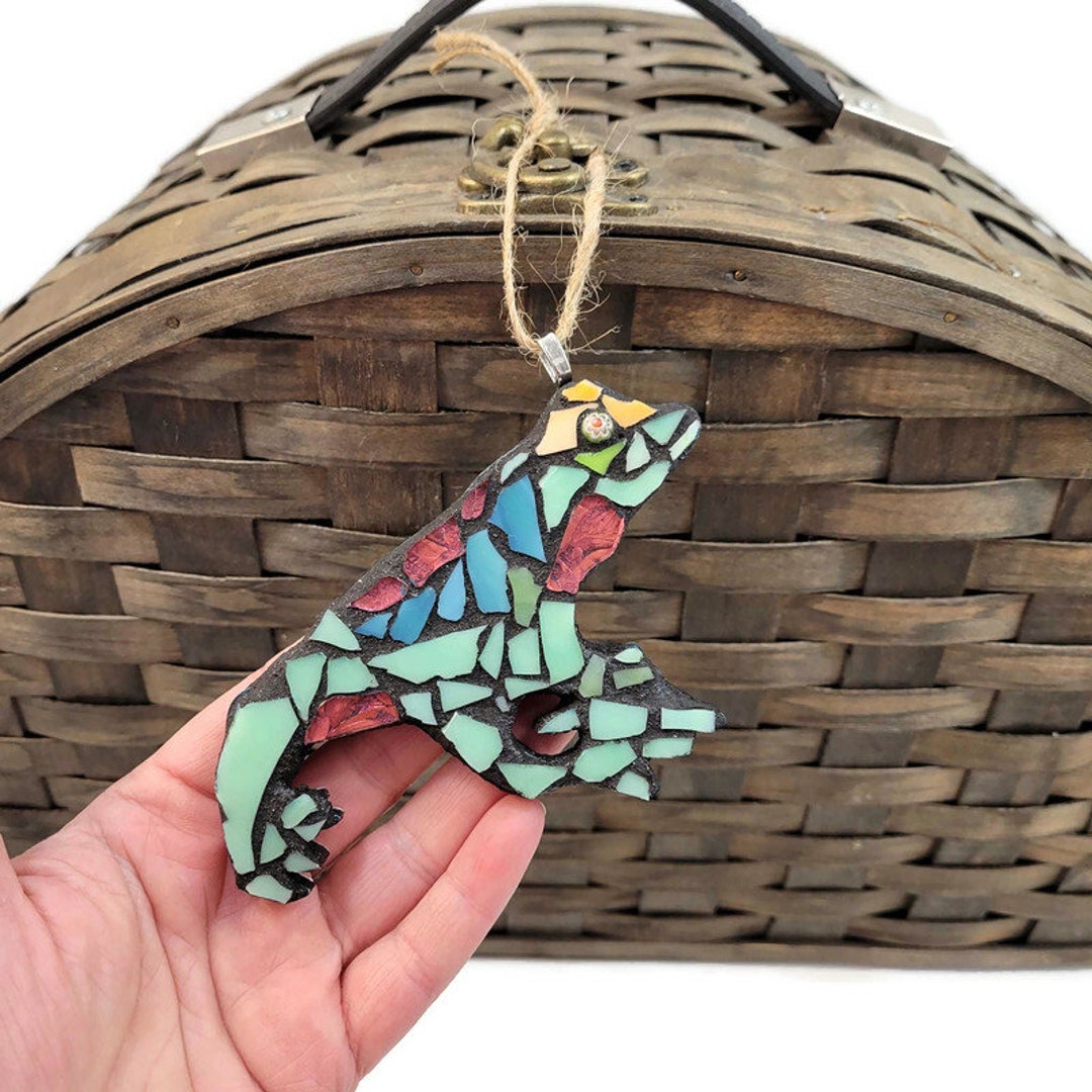 Mosaic Tree Frog Ornament, Christmas Tree Ornament, Holiday, Tropical ...