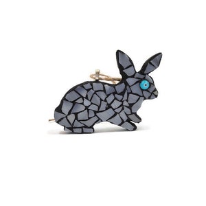 Mosaic Bunny Rabbit Ornament, Gray Stained Glass Rabbit, Easter Bunny ...