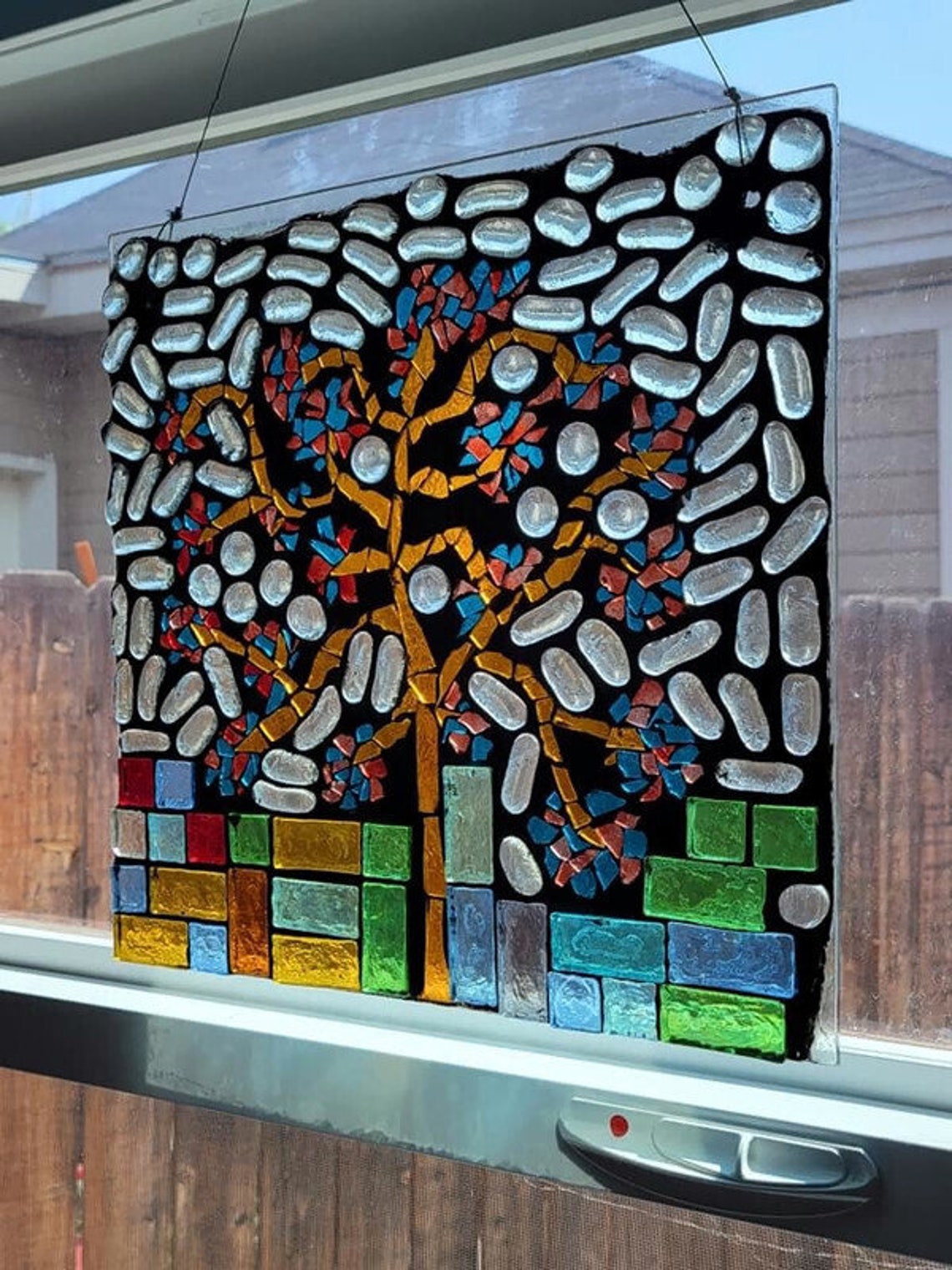 Glass Mosaic Tree of Life Nursery Hanging Window Panel | Etsy