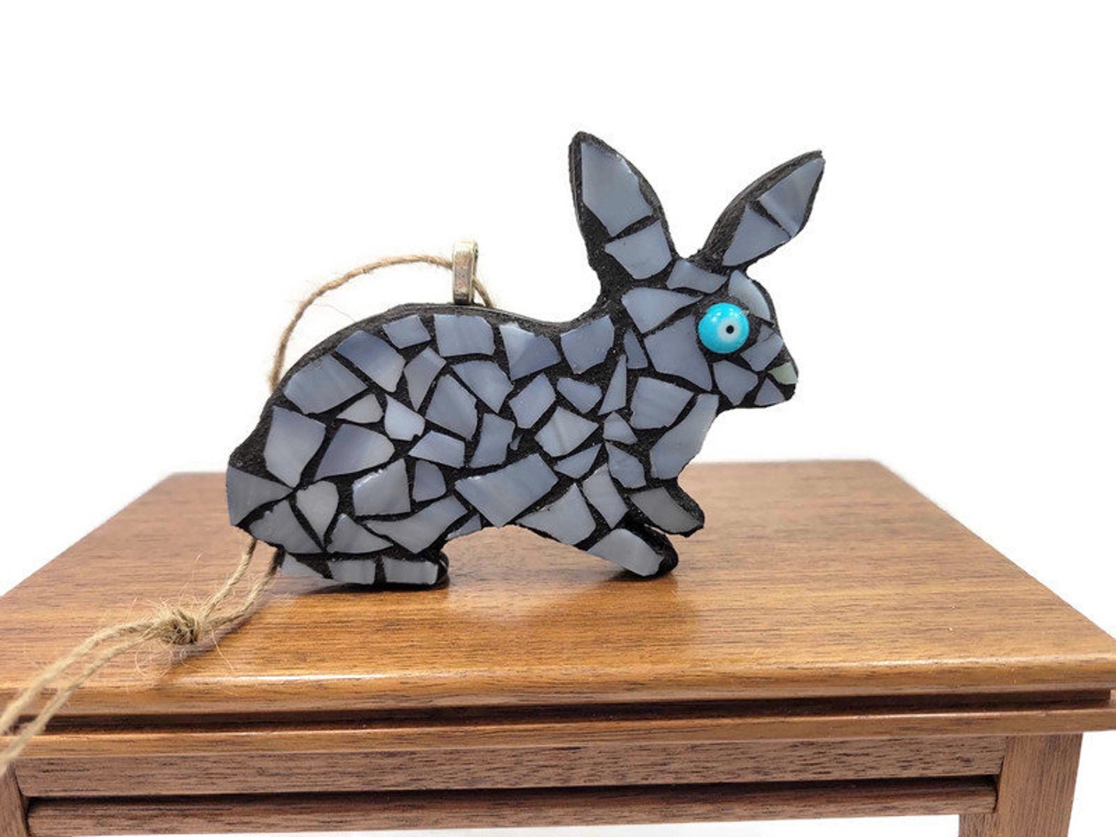 Mosaic Bunny Rabbit Ornament Gray Stained Glass Rabbit - Etsy