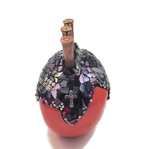 3D Mosaic Punk Rocker Skull With Gun Shell Casing Mohawk, Stained Glass ...