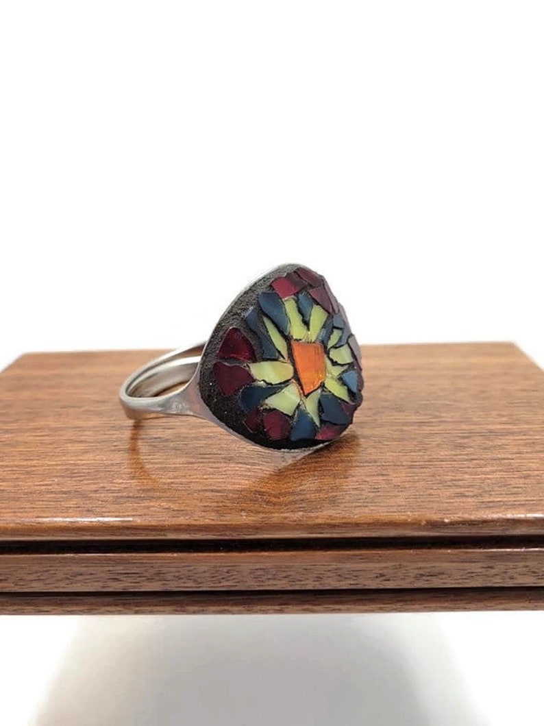 Adjustable Mosaic Stained Glass Flower Spoon Cuff Art | Etsy