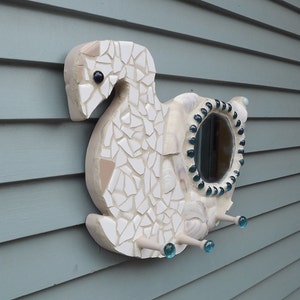 Mosaic Goose Duck Mirror, Key Holder, Vintage Tile, Home Decor, Shell ...