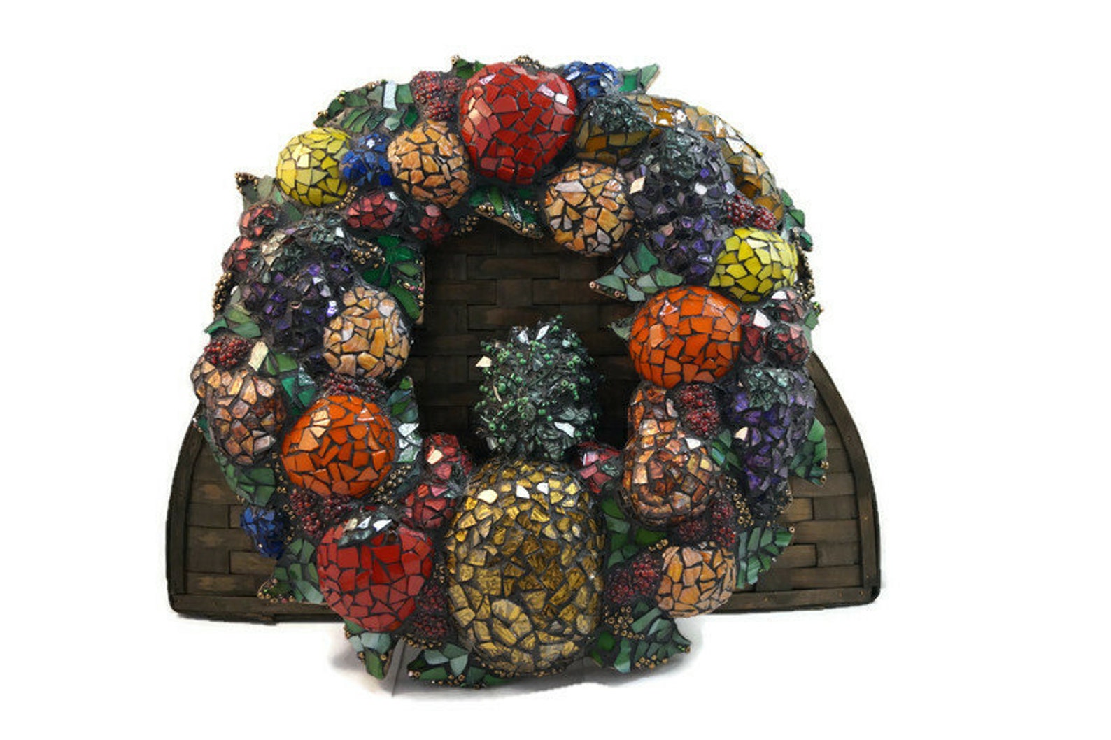 Mosaic Fruit Wreath, Stained Glass Cornucopia, Wall Decor - Etsy