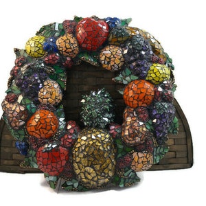 Mosaic Fruit Wreath, Stained Glass Cornucopia, Wall Decor - Etsy