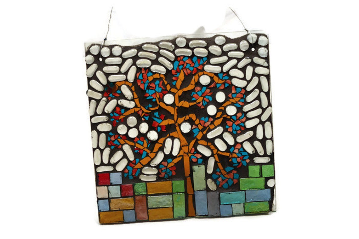 Glass Mosaic Tree of Life Nursery Hanging Window Panel | Etsy