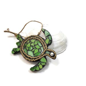 Mosaic Sea Turtle Ornament Christmas Holiday Beach Decor Hawaiian ...
