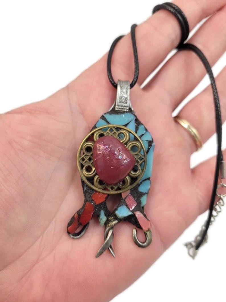 Mosaic Stained Glass Pendant Necklace Made From the Head of A - Etsy