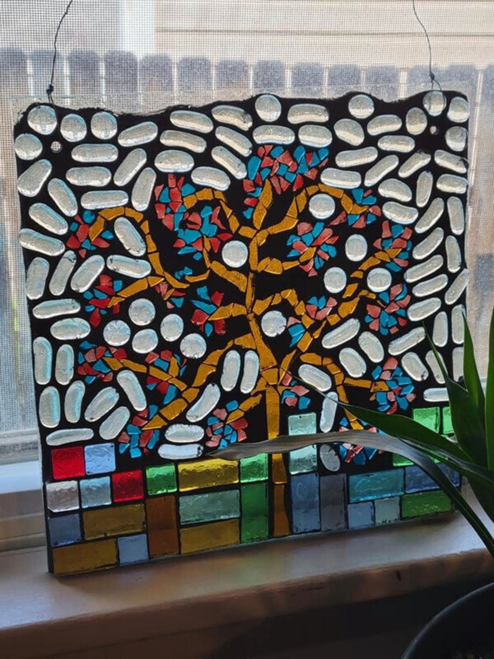 Glass Mosaic Tree of Life Nursery Hanging Window Panel | Etsy