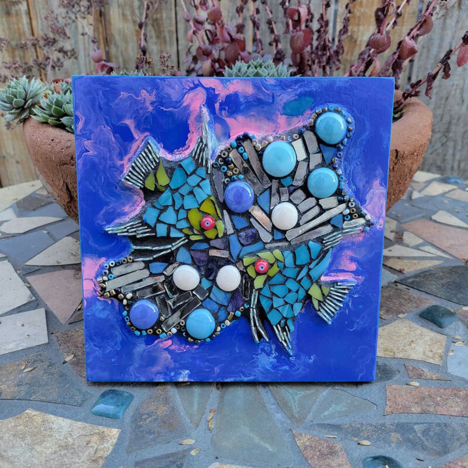 Mosaic Fish Wall Hanging Tropical Angel Fish Home Decor - Etsy