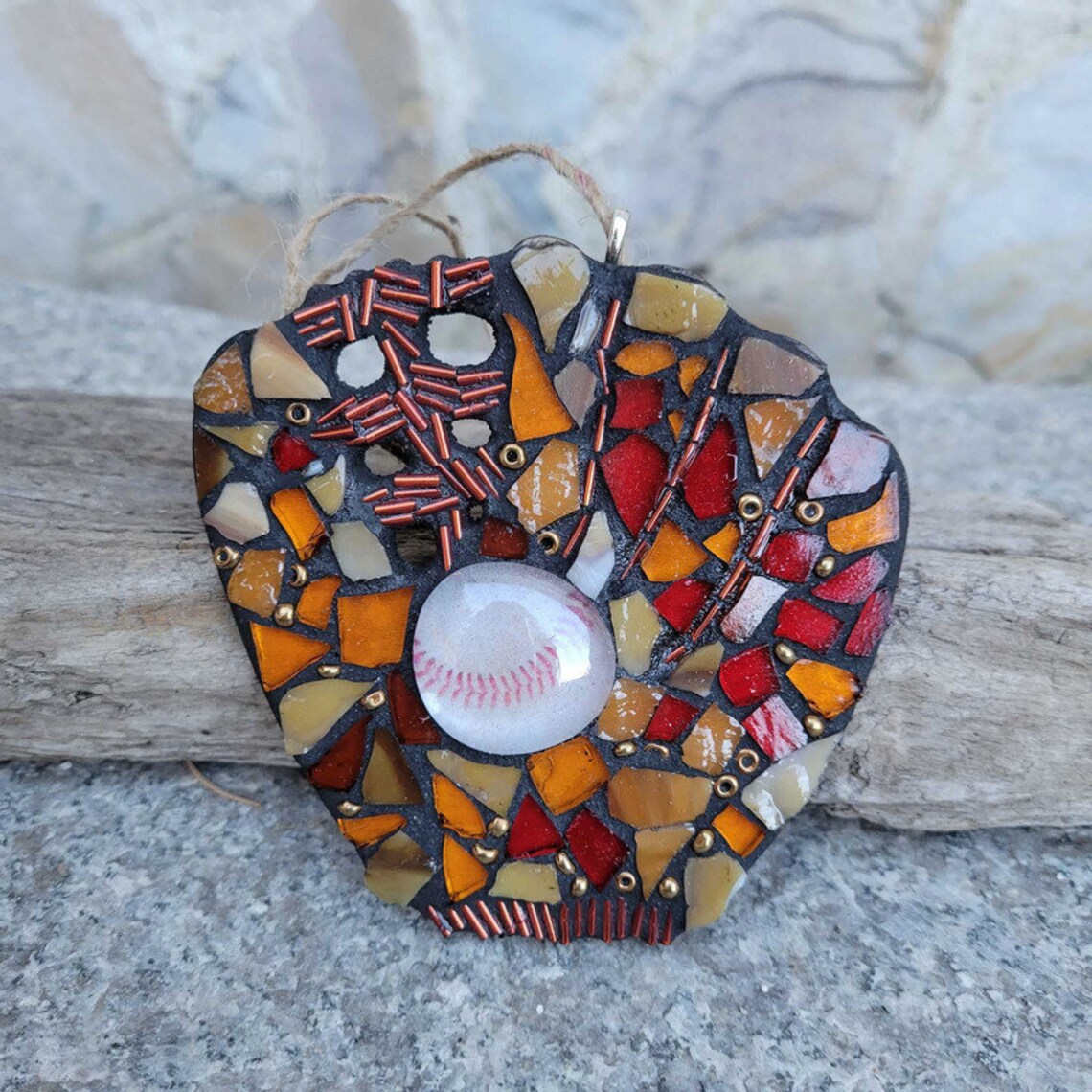 Mosaic Baseball Glove Ornament Christmas Stained Glass - Etsy
