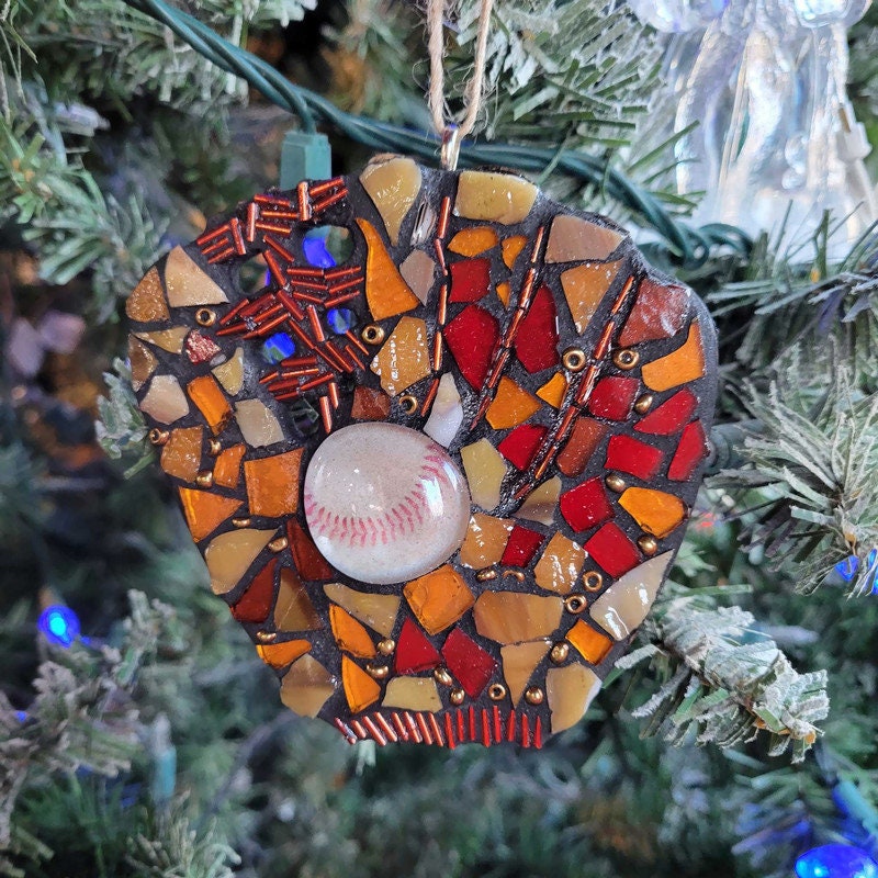 Mosaic Baseball Glove Ornament Christmas Stained Glass - Etsy