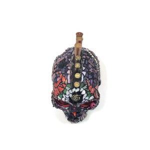 3D Mosaic Punk Rocker Skull With Gun Shell Casing Mohawk, Stained Glass ...