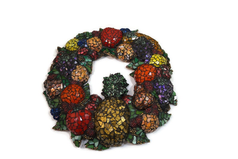 Mosaic Fruit Wreath, Stained Glass Cornucopia, Wall Decor - Etsy