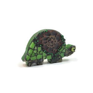 Turtle Figurine Whimsical Tortoise With Rose Shell Animal Reptile Theme ...
