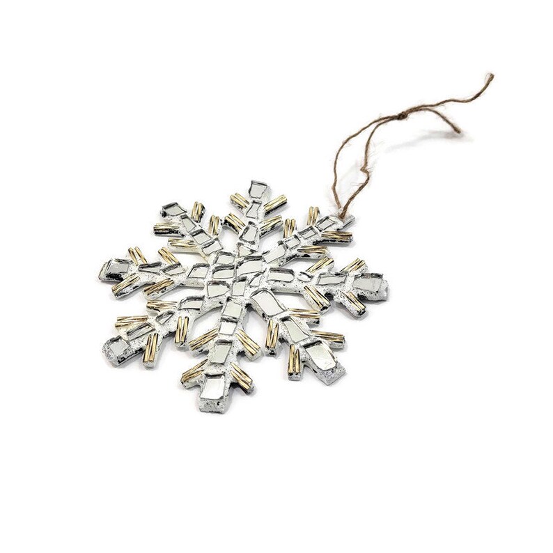 Mosaic Snowflake Christmas Tree Ornament Mirror Pieces With - Etsy