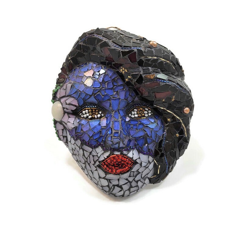 Tropical Masquerade Ball Woman Mosaic Wall Hanging Mask, Woman's Face ...