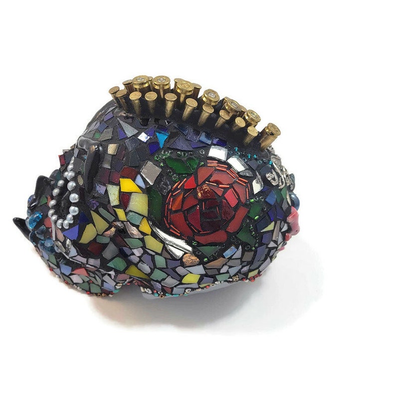 3D Mosaic Pirate Skull With Gun Shell Casing Mohawk, Mustache Goatee ...