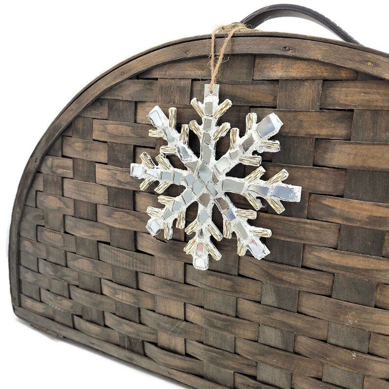 Mosaic Snowflake Christmas Tree Ornament Mirror Pieces With - Etsy Mosaic Snowflake Christmas Tree Ornament Mirror Pieces With - Etsy