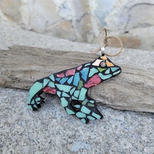 Mosaic Tree Frog Ornament, Christmas Tree Ornament, Holiday, Tropical ...