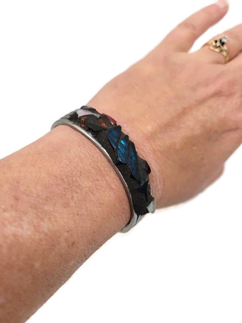 Mosaic Stained Glass Spoon Handle Silverware Art Bracelet | Etsy