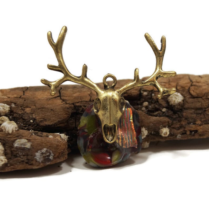 Multi Colored Fused Glass Deer Skull Charm Hunter Halloween - Etsy