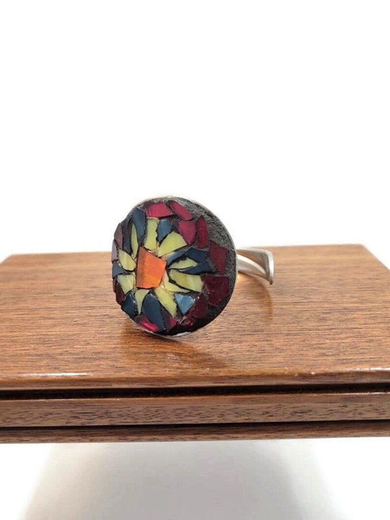 Adjustable Mosaic Stained Glass Flower Spoon Cuff Art - Etsy